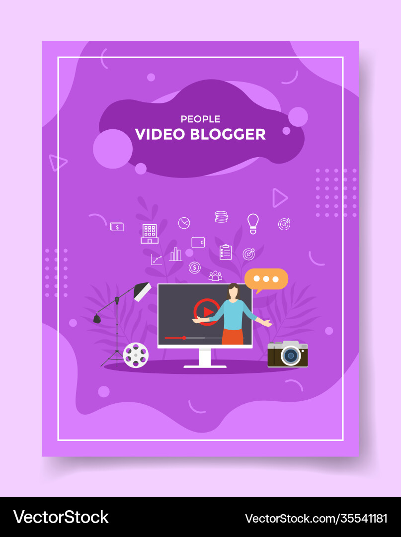 Video production people working together editing Vector Image