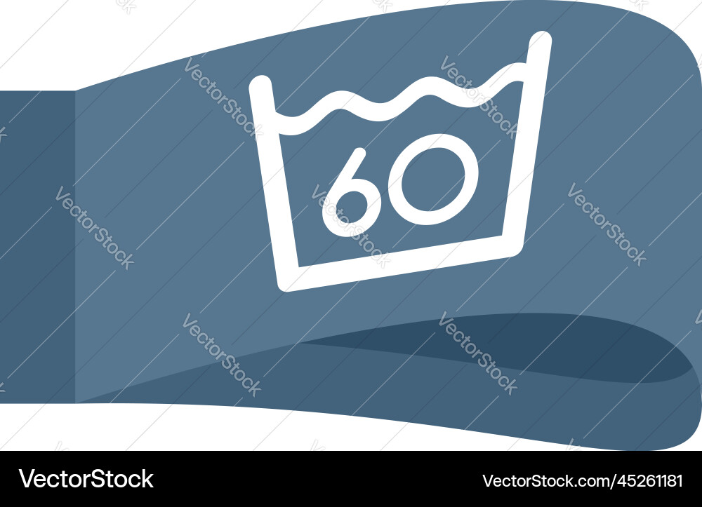 Wash cloth label icon flat fabric tag Royalty Free Vector