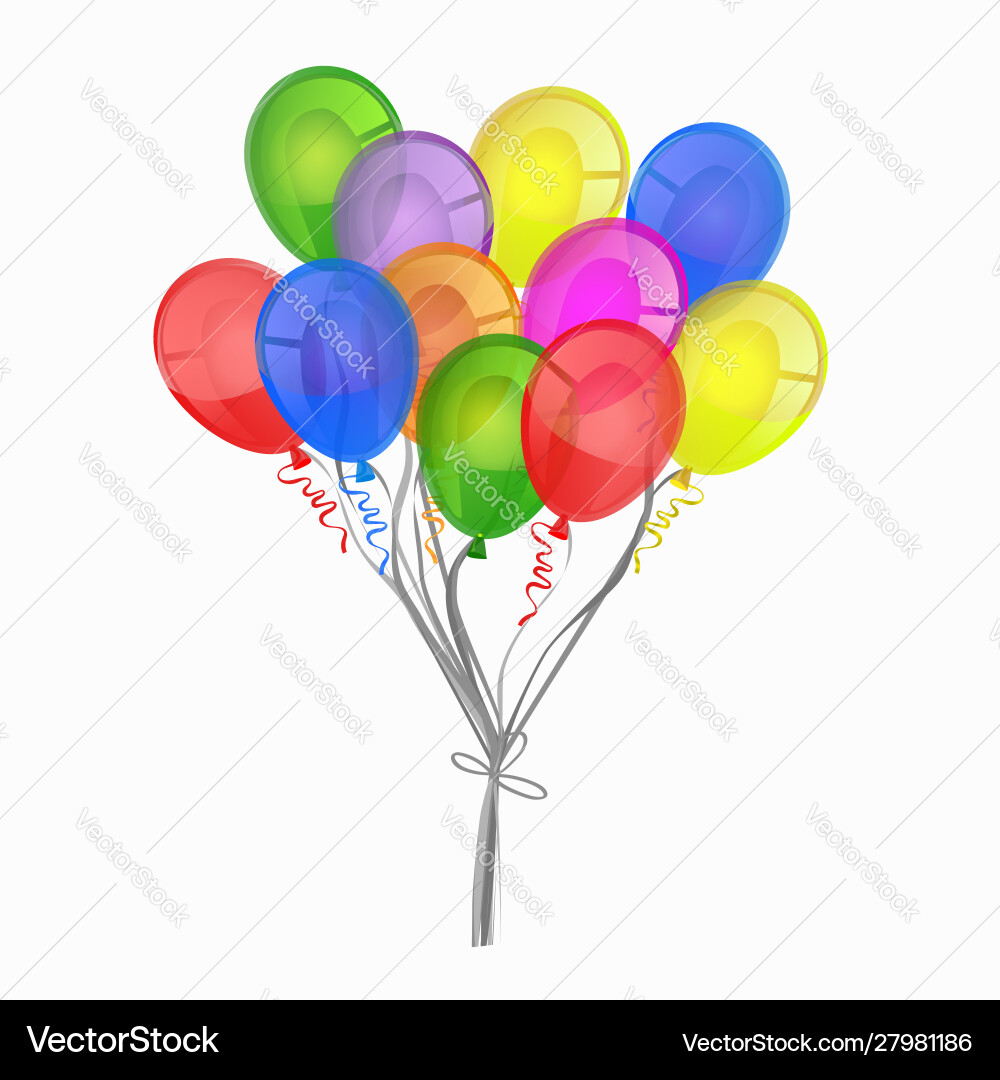 A bunch colorful balloons isolated on white Vector Image