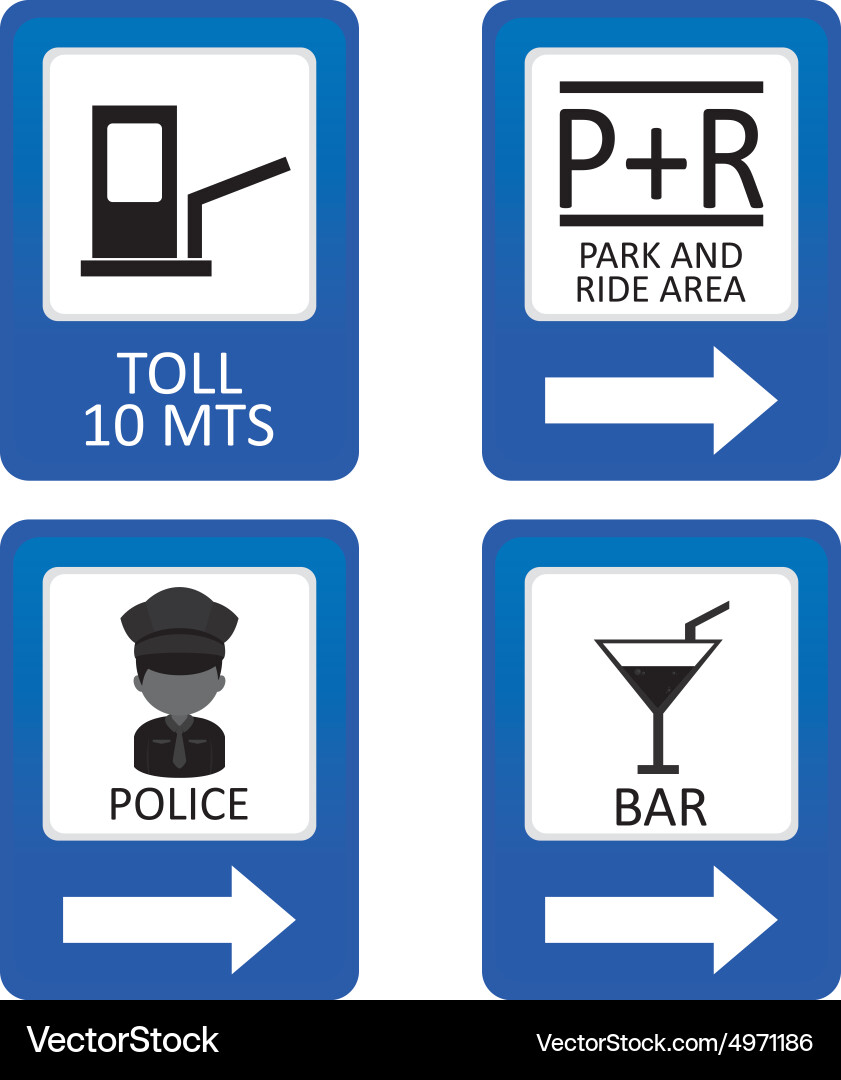 A set blue traffic signals with different icons Vector Image