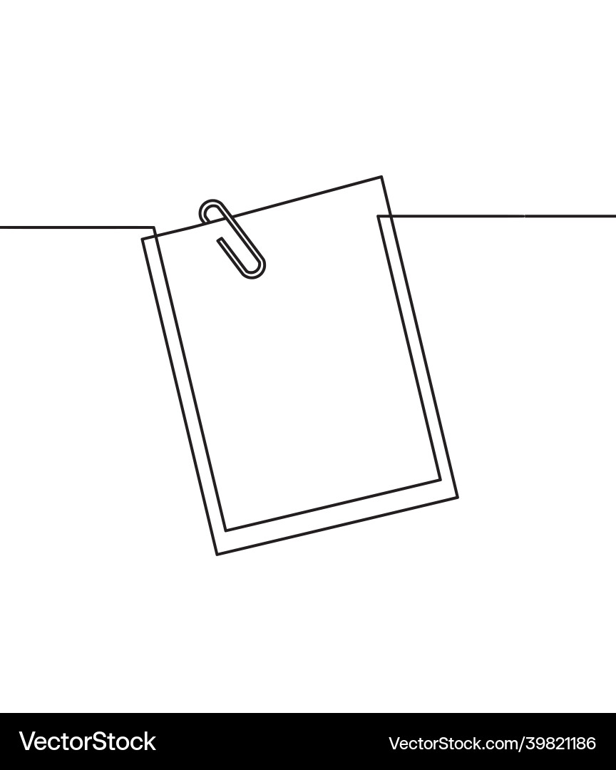 Abstract paper with paper clip as line drawing Vector Image