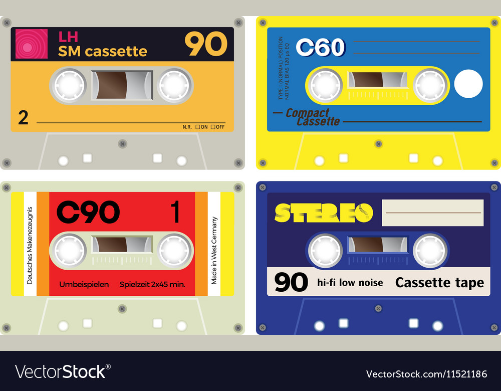 Audio cassette records Royalty Free Vector Image Audio cassette records Royalty Free Vector Image