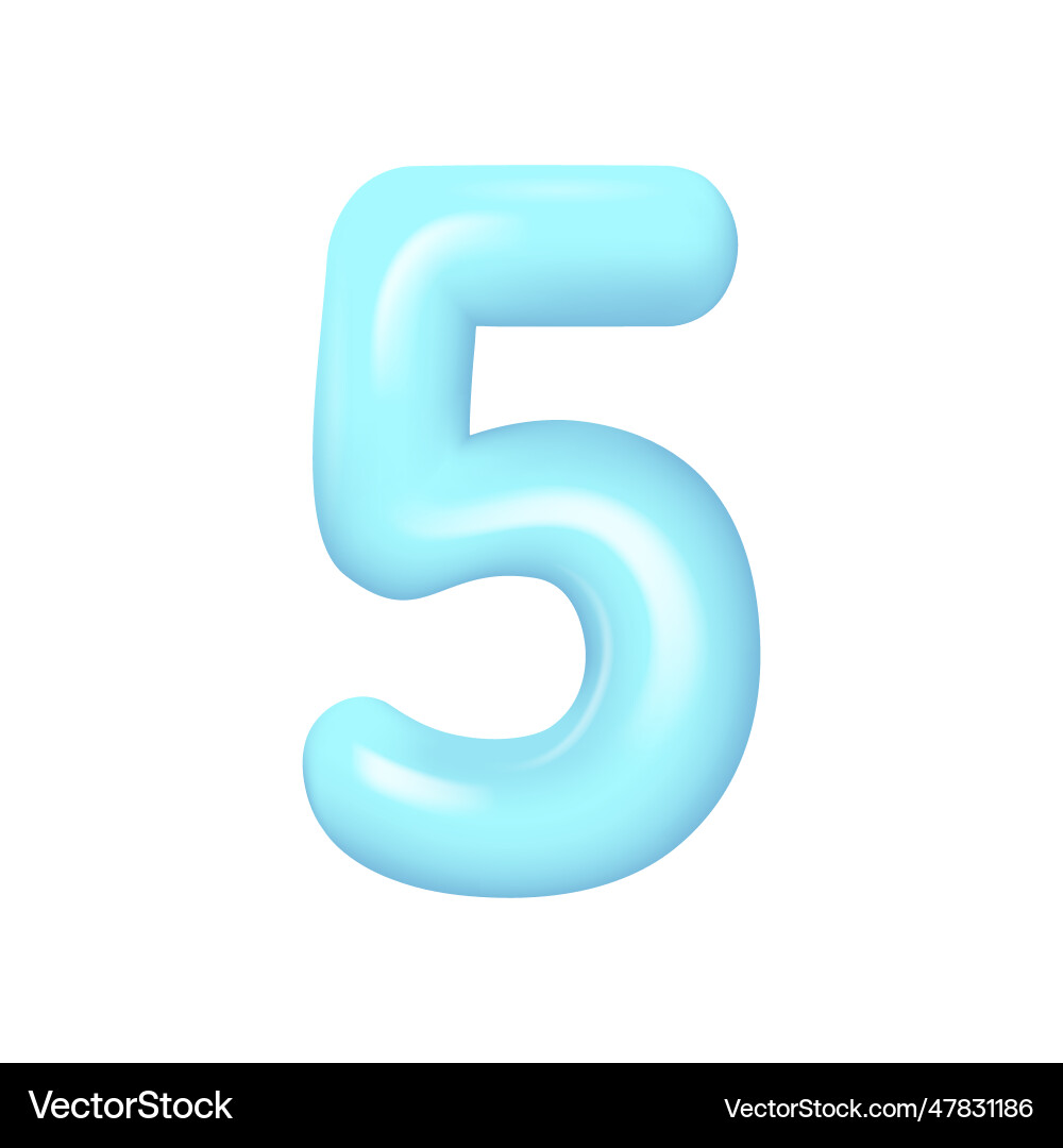 Blue number 5 plastic volumetric number 1 with Vector Image