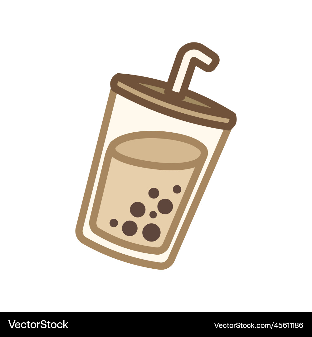 Cute milk tea bubble tea tilted with boba icon Vector Image