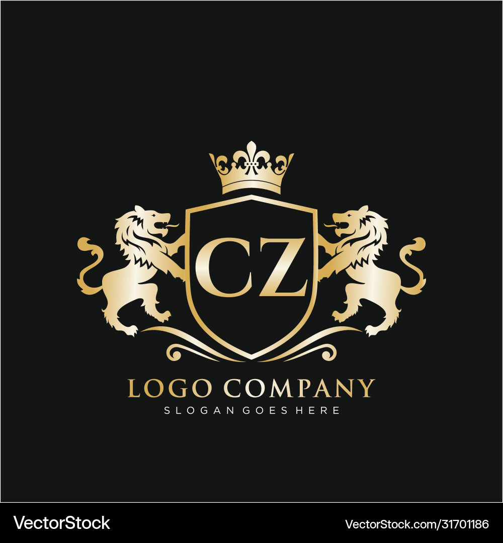 Cz letter initial with lion royal logo template Vector Image