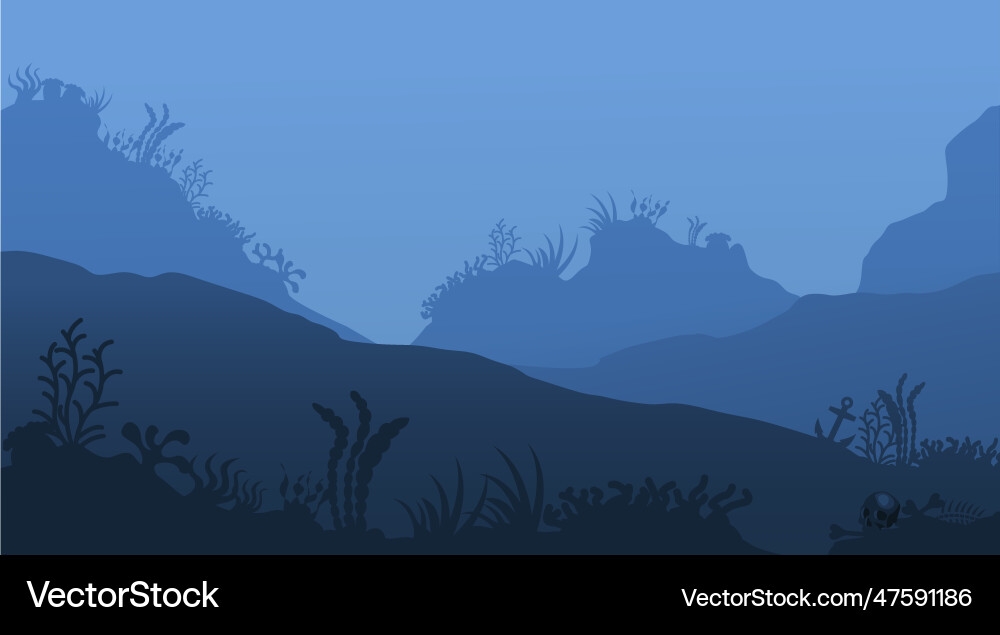 Deep ocean seascape underwater seabed undersea Vector Image