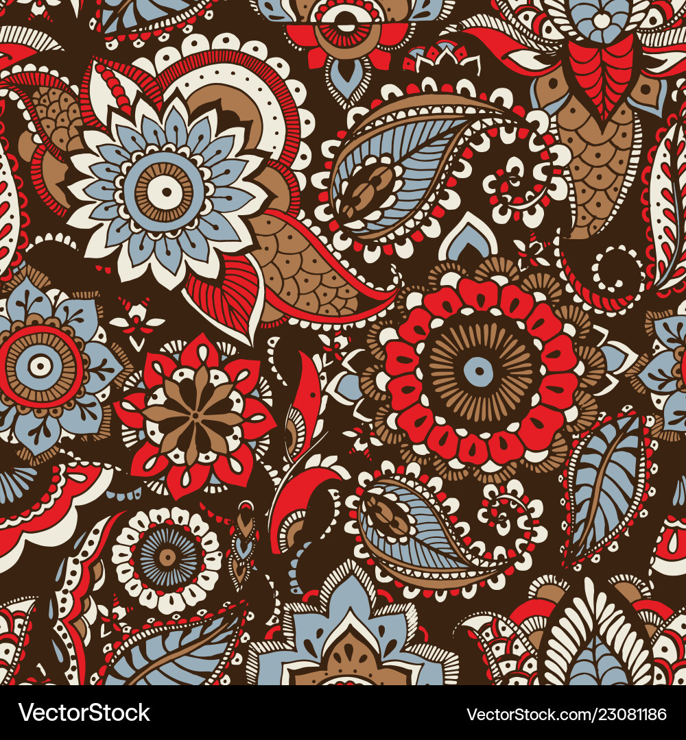Ethnic paisley pattern with buta motifs and Vector Image