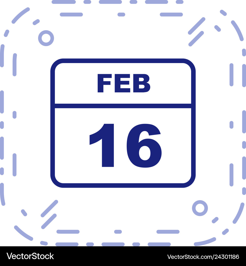 February 16th date on a single day calendar Vector Image