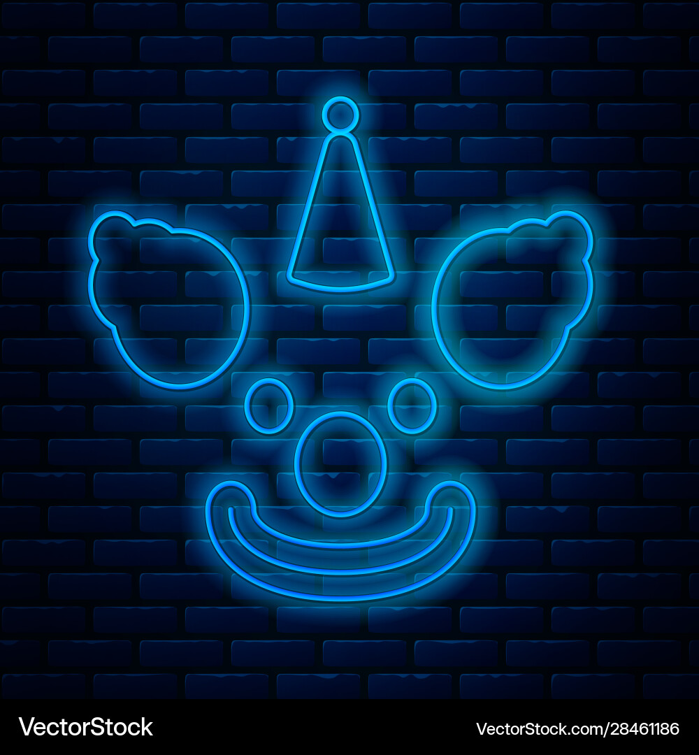 Glowing neon line clown head icon isolated Vector Image