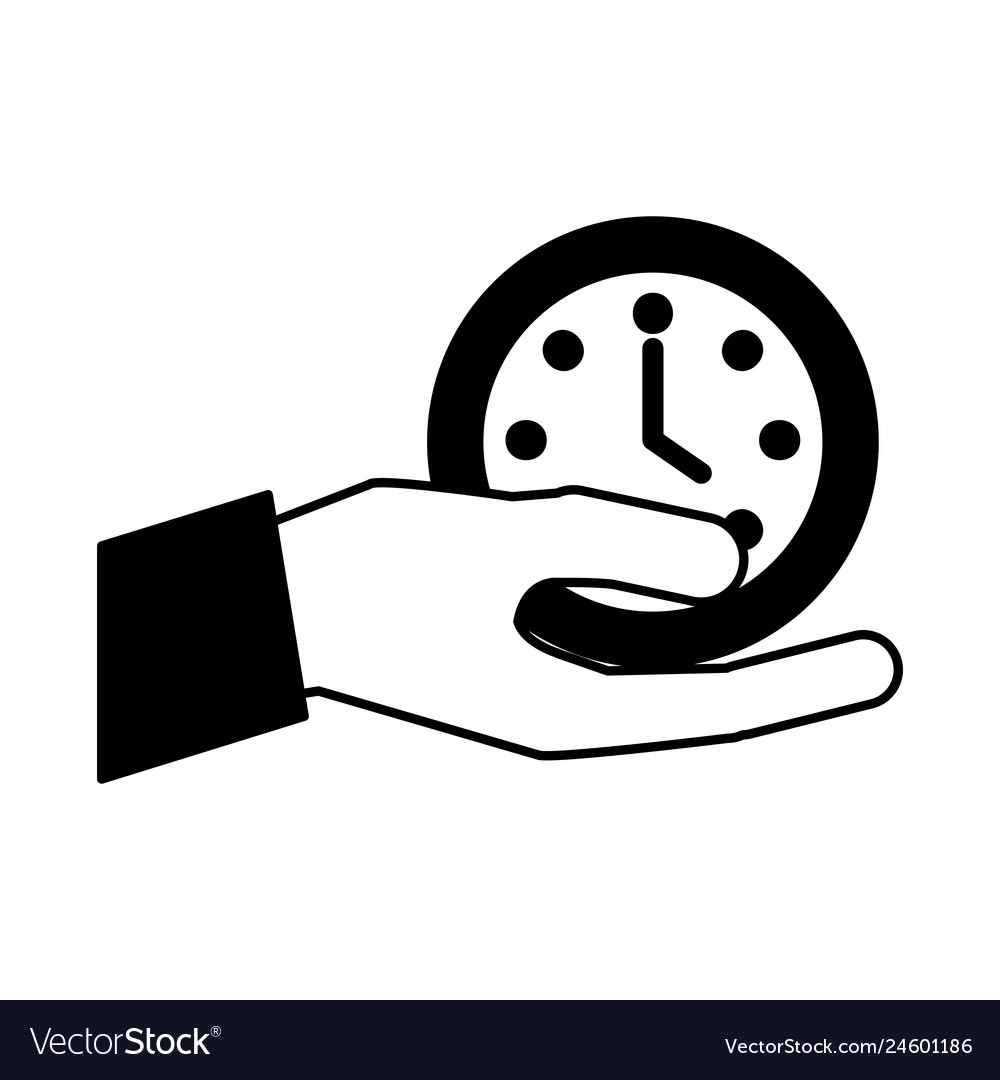 Hand with time clock Royalty Free Vector Image