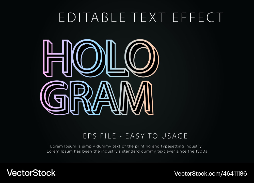Hologram streetwear editable text effect Vector Image
