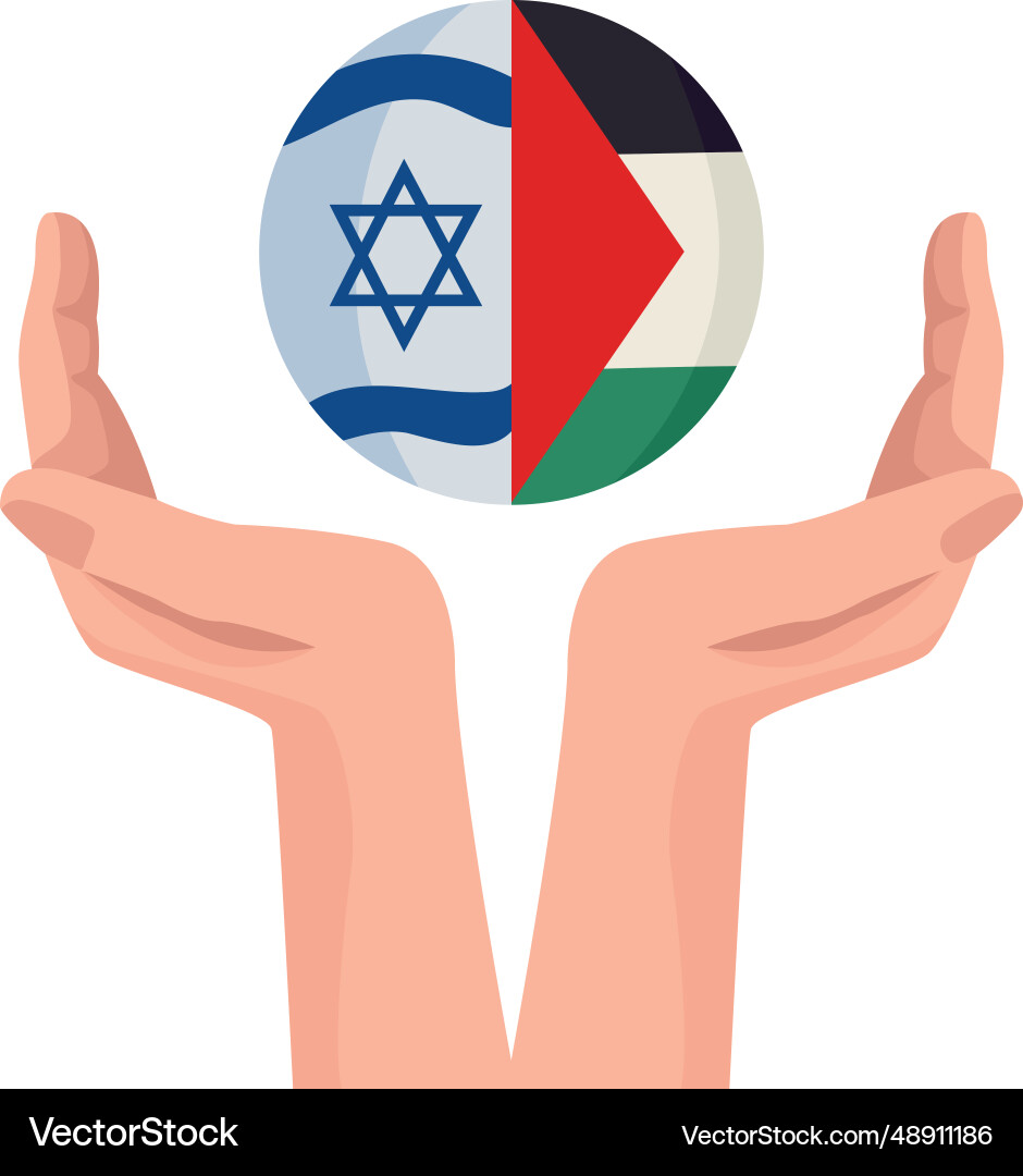 Israel and palestine protected for hands Vector Image