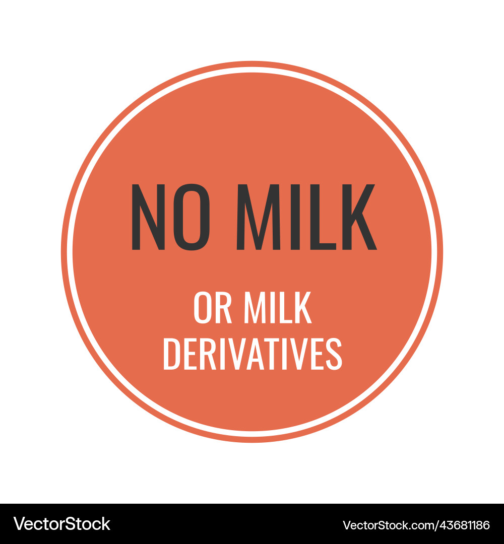 Milk free derivatives product label design Vector Image