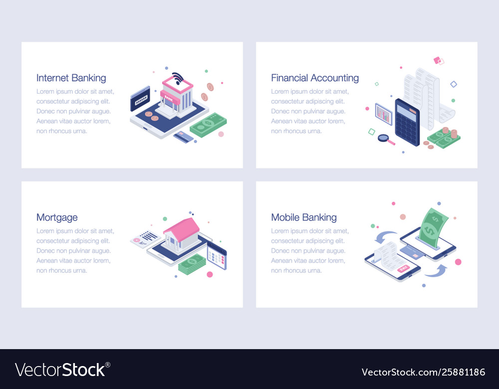 Online banking isometric Royalty Free Vector Image