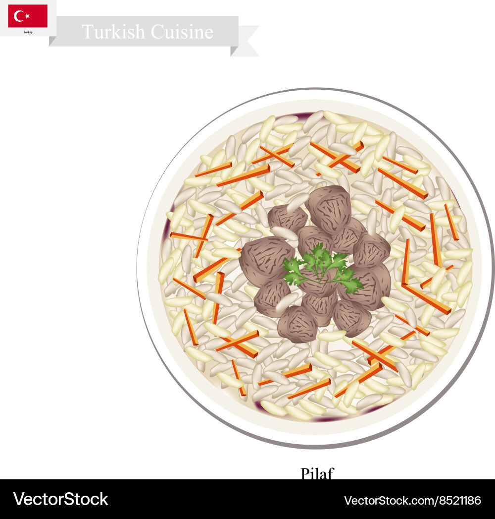 Pilaf or turkish rice with meat and vegetables Vector Image