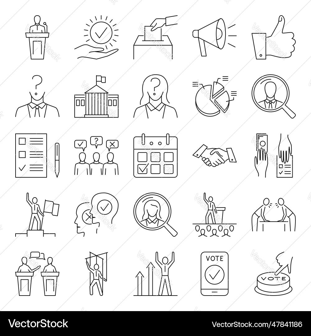 Politics icon set in line style Royalty Free Vector Image
