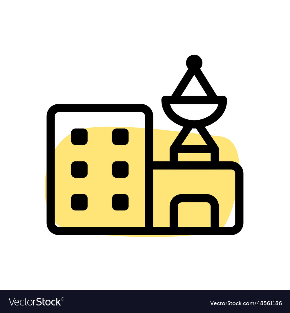 Satellite dish placed on building rooftop Vector Image