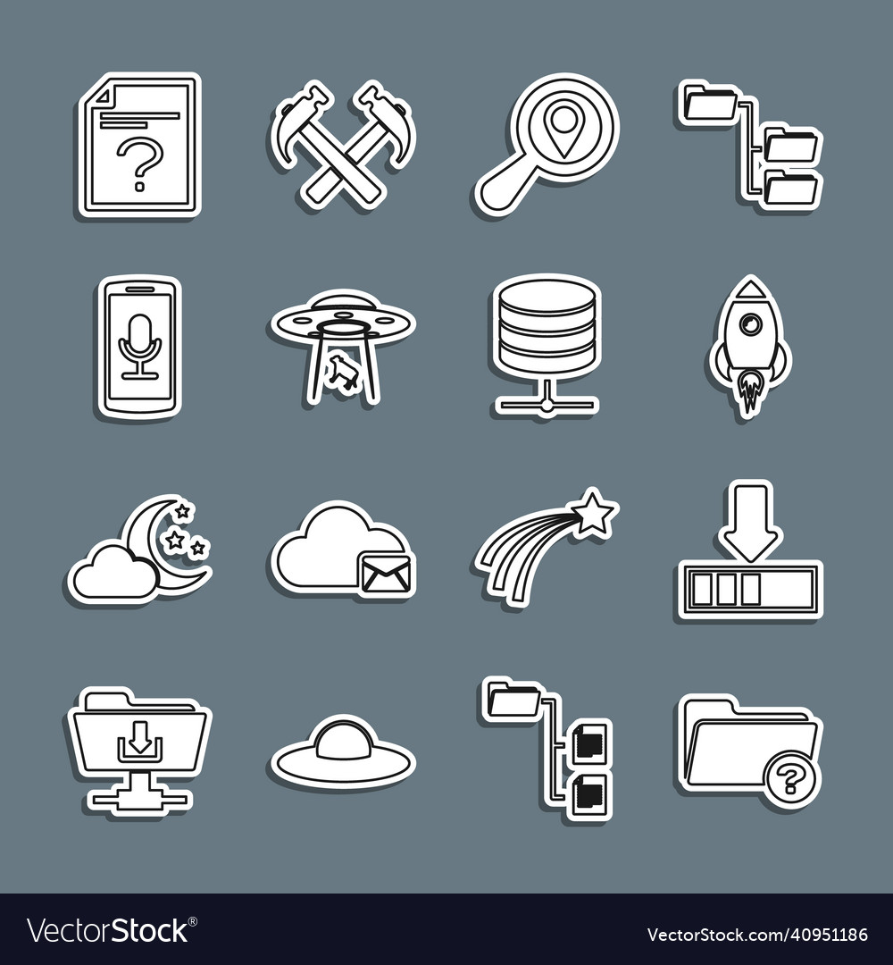 Set line unknown directory loading rocket ship Vector Image