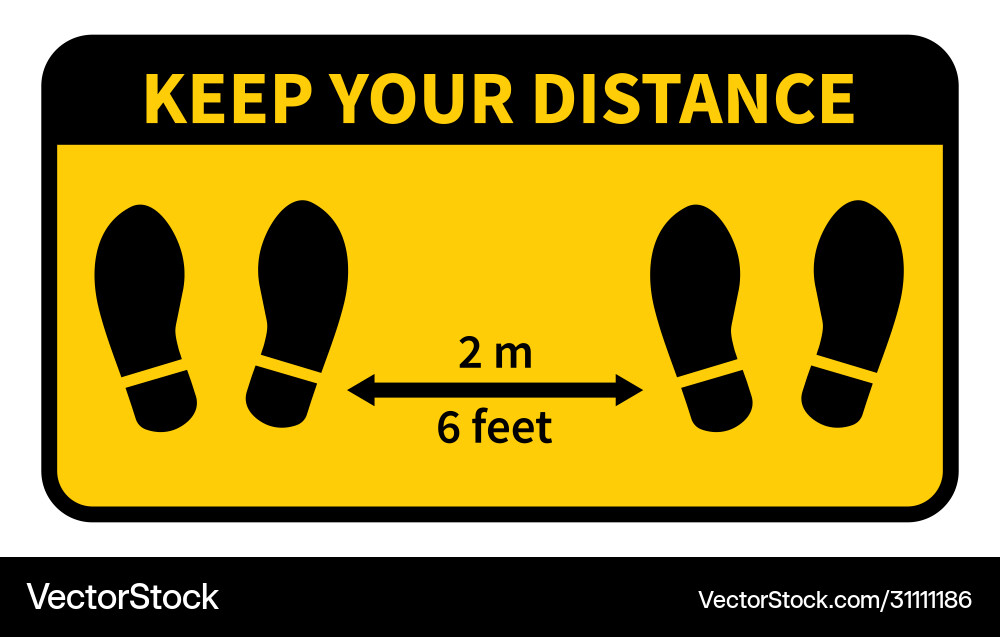 Social distancing footprint sign Royalty Free Vector Image