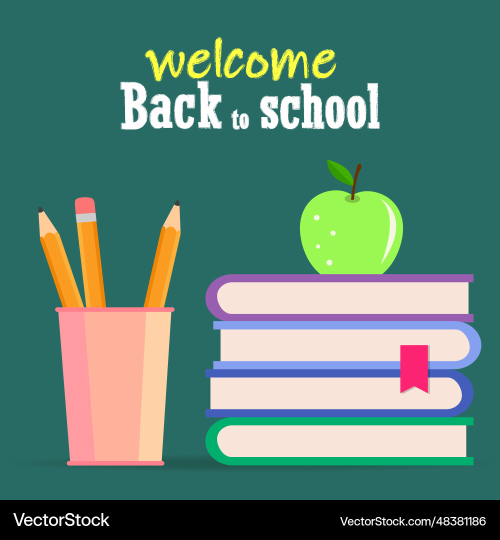 Welcome back to school with books Royalty Free Vector Image
