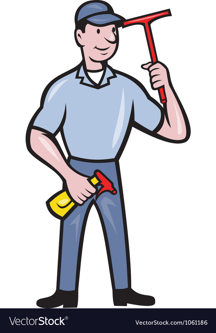 Window Cleaner With Squeegee Royalty Free Vector Image