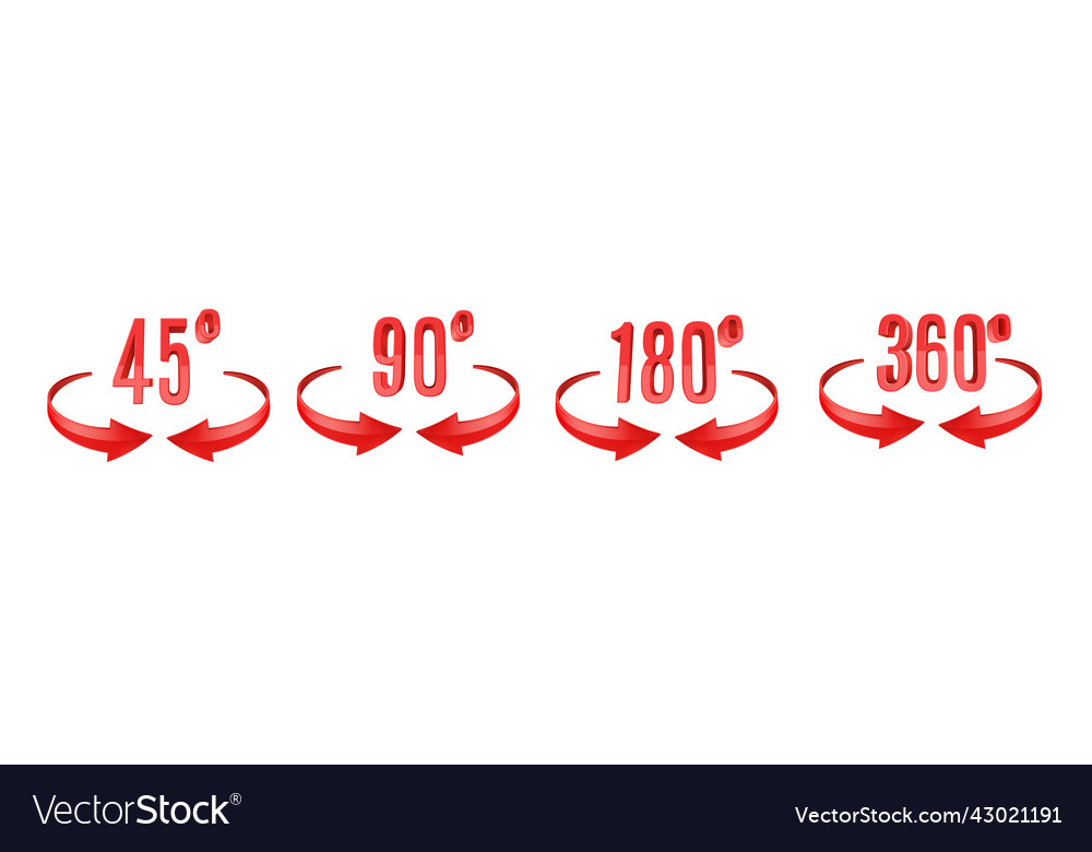 3d Curve Arrows And Rotation Angle Degrees Sing Vector Image