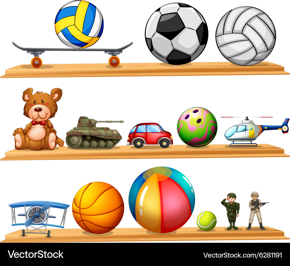 Ball set and other toys Royalty Free Vector Image