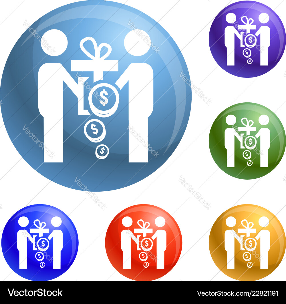 Bribery hand shake icons set Royalty Free Vector Image