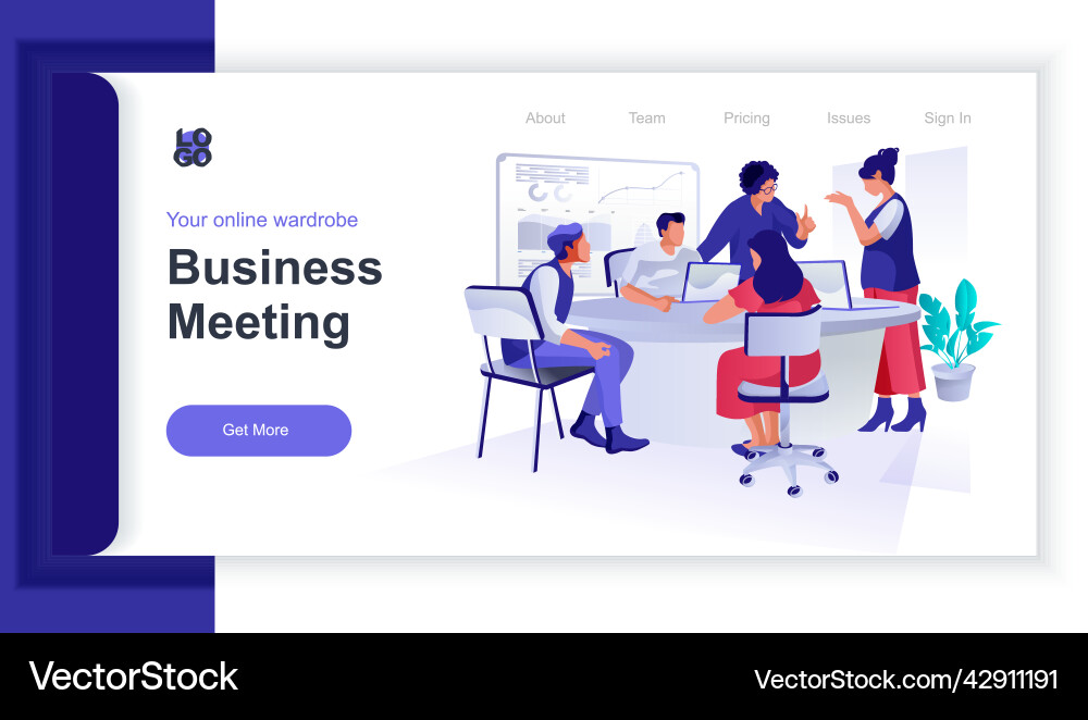 Business meeting concept 3d isometric web banner Vector Image