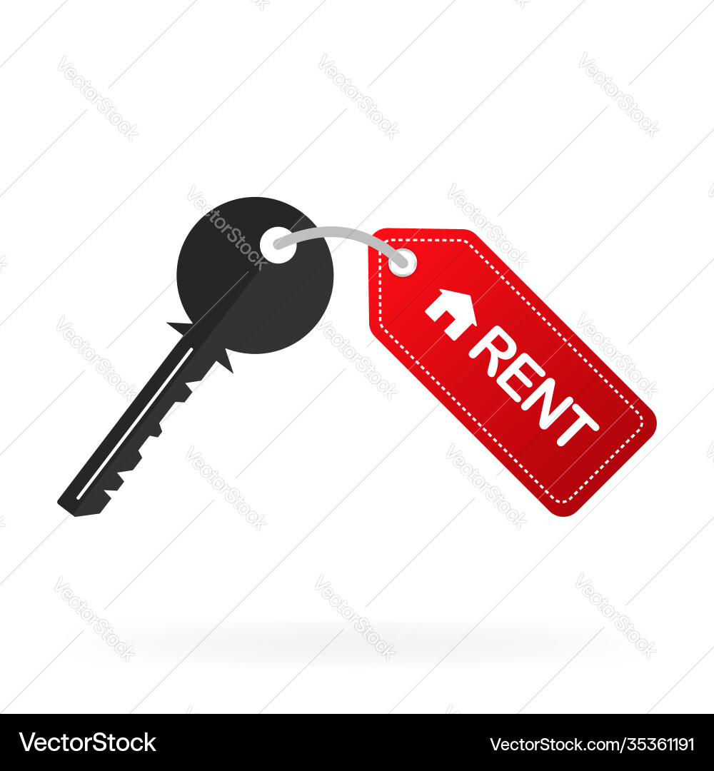 Key chain for rent house icon red Royalty Free Vector Image