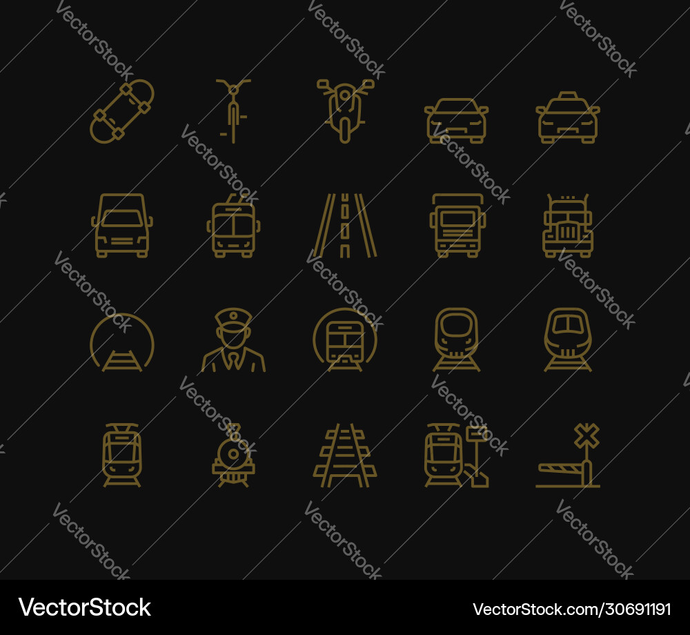 Land transport icons Royalty Free Vector Image