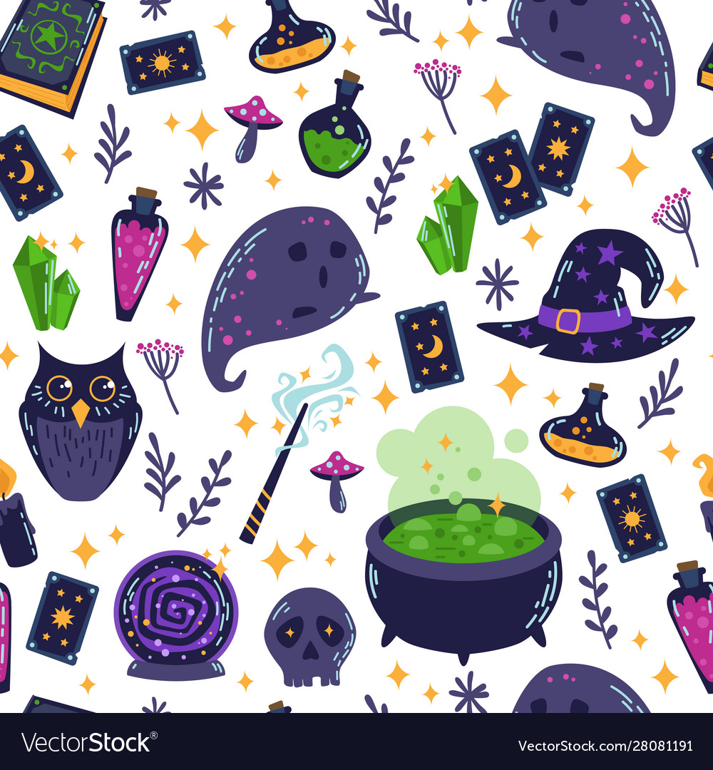 Magic witchcraft seamless pattern Royalty Free Vector Image