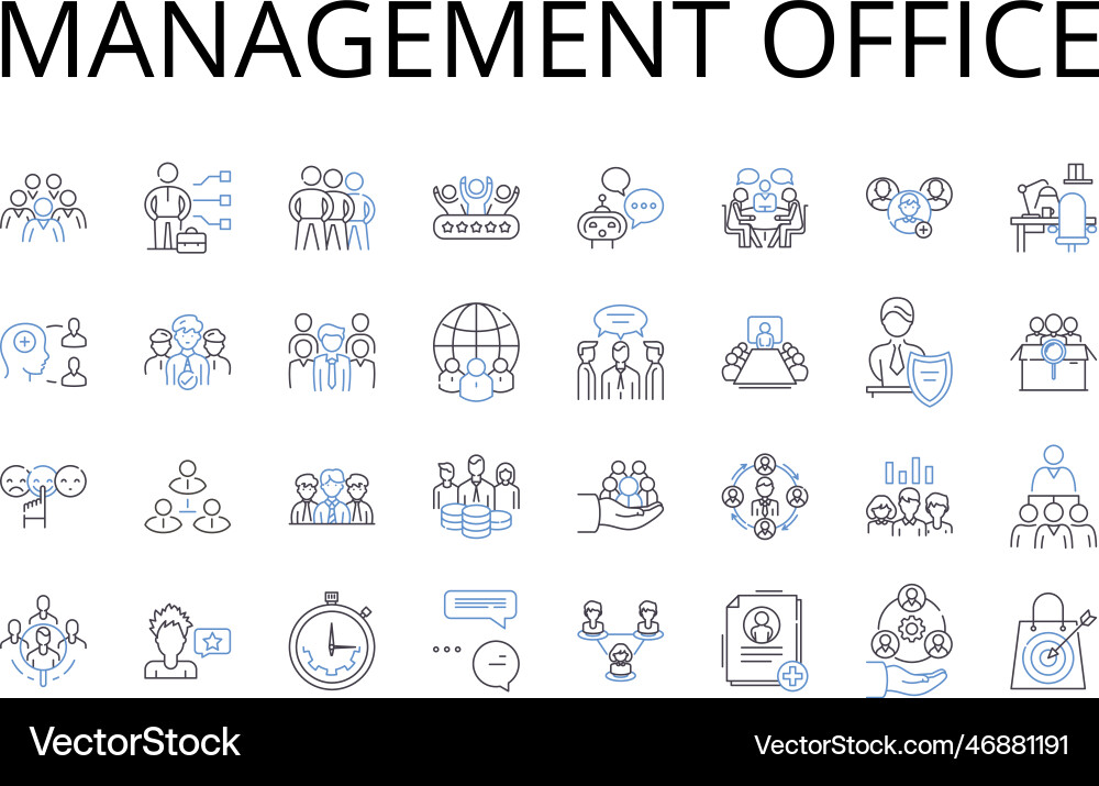 Management office line icons collection Royalty Free Vector