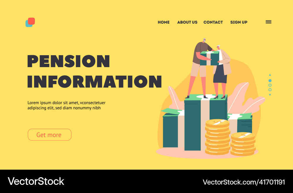 Pension information landing page template happy Vector Image