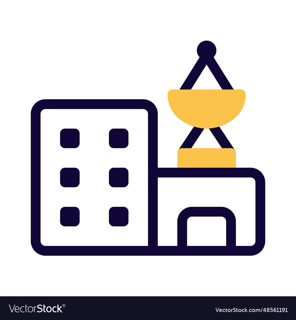 Satellite dish placed on building rooftop Vector Image