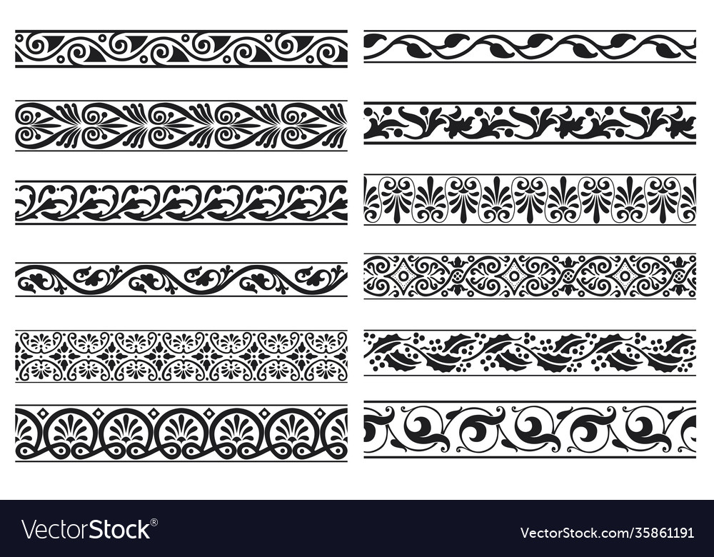 Set decorative floral seamless ornamental Vector Image Set decorative floral seamless ornamental Vector Image