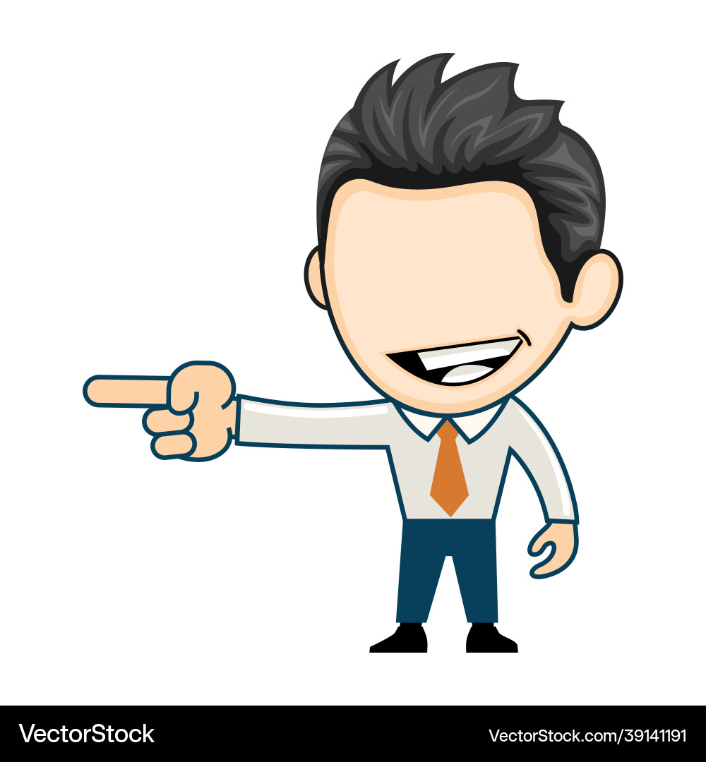 Smiling business man pointing in a direction flat Vector Image
