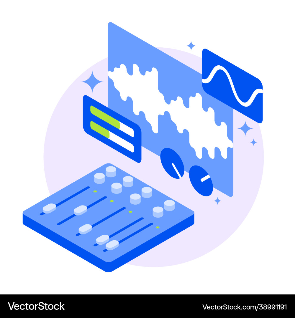 Sound production equipment isometric Royalty Free Vector