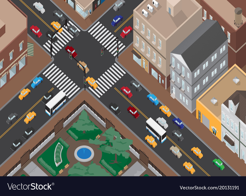 Town perspective Royalty Free Vector Image - VectorStock