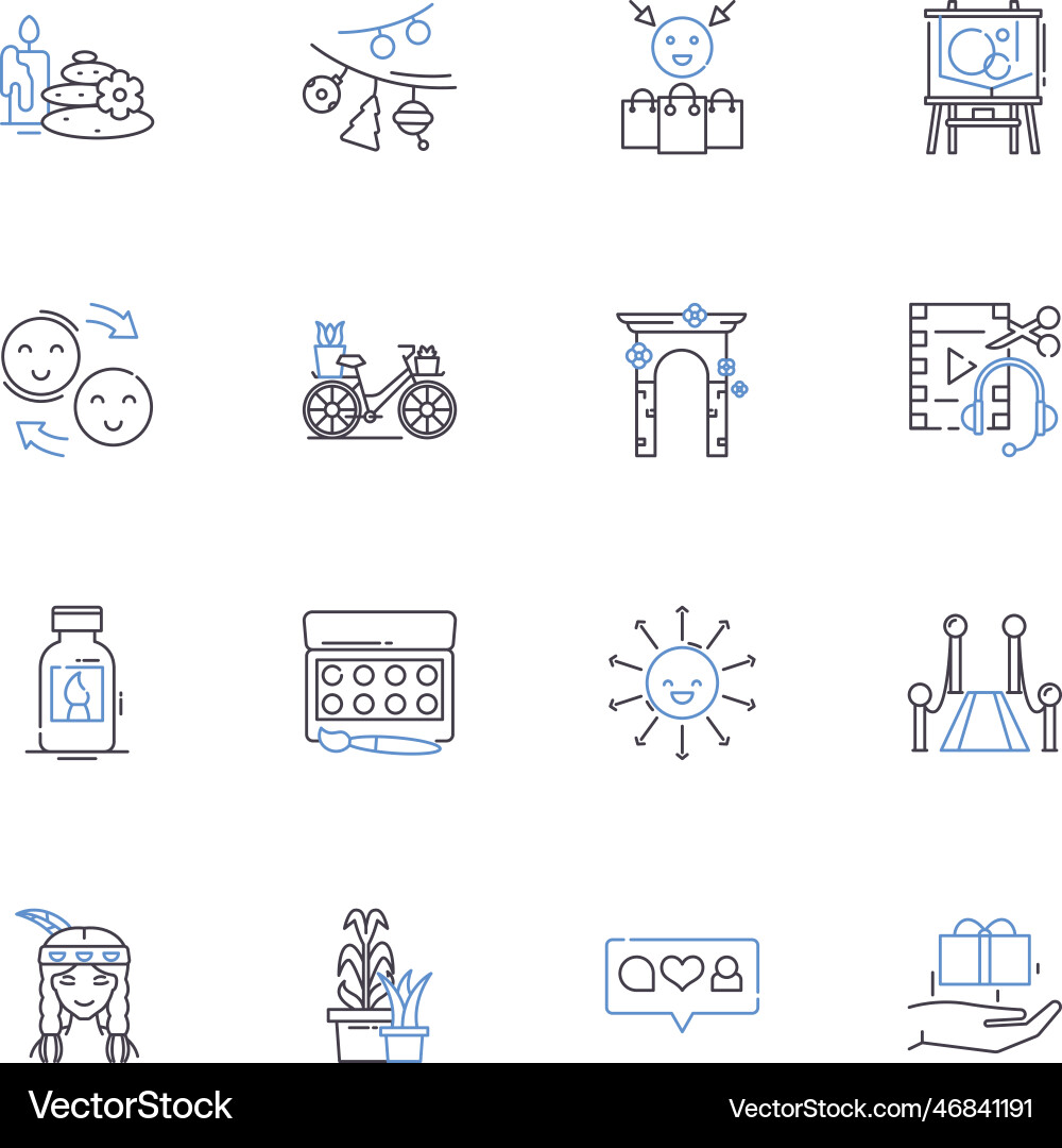 Volunteer line icons collection compassionate Vector Image