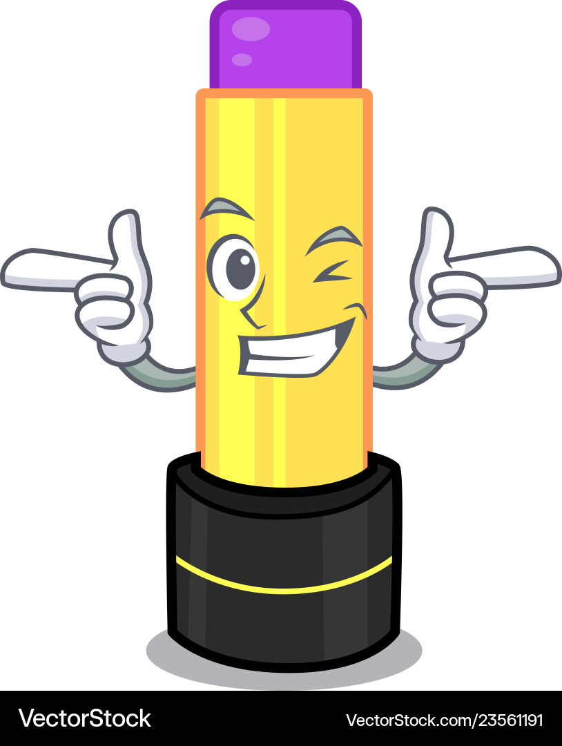 Wink lip balm above mascot dressing table Vector Image