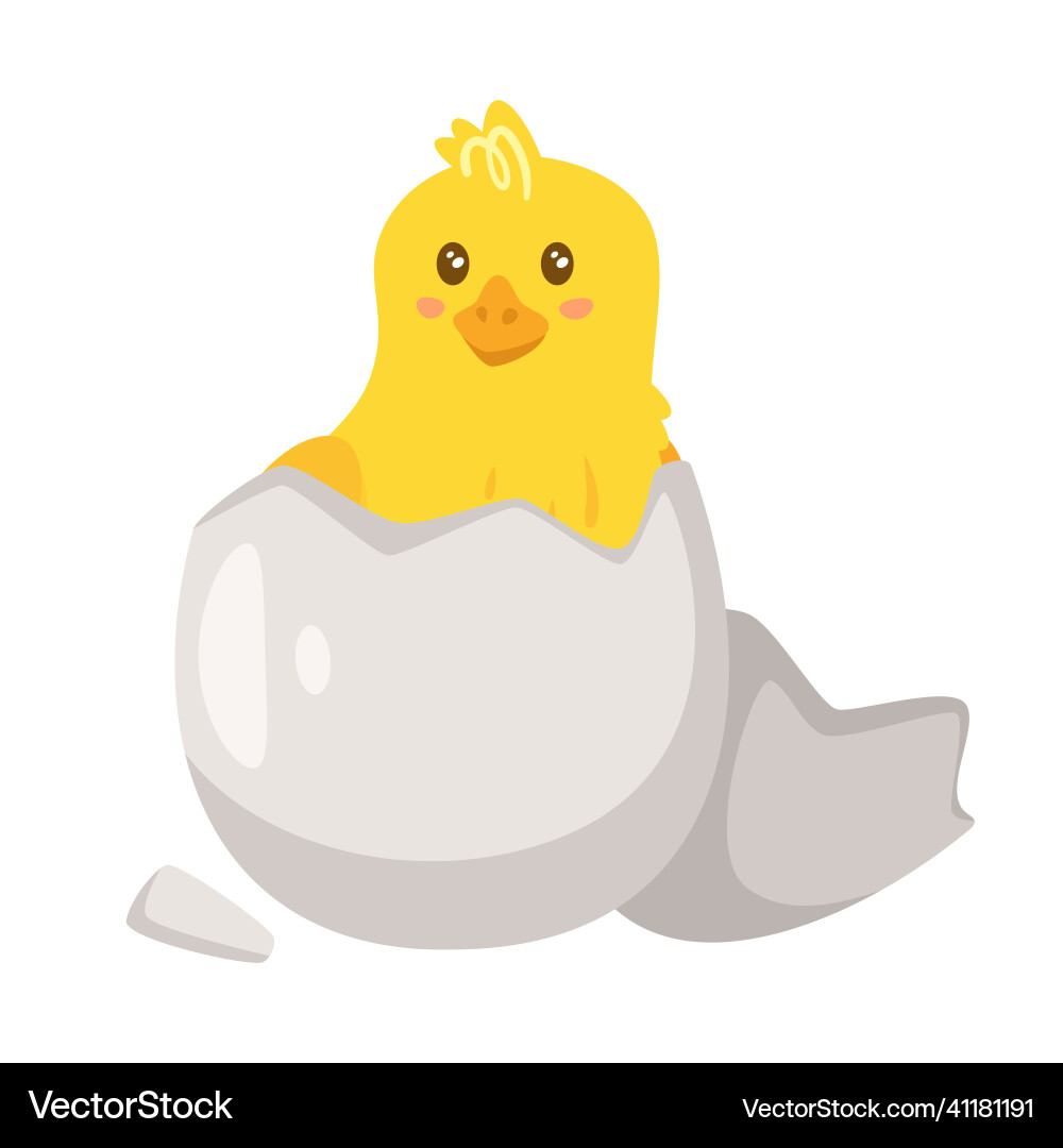 Yellow chick breaks free of the shell Royalty Free Vector