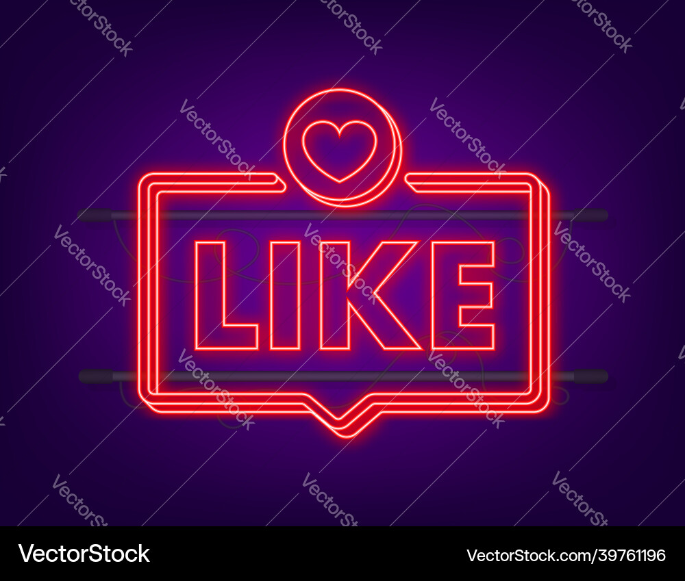 Blue like neon on light background thumb up icon Vector Image