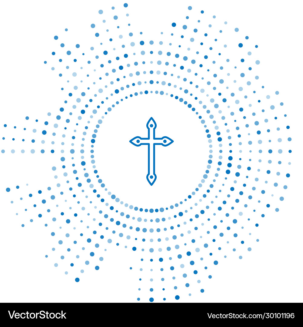 Blue line christian cross icon isolated on white Vector Image