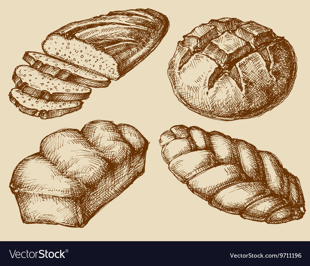 Bread set hand drawn Royalty Free Vector Image