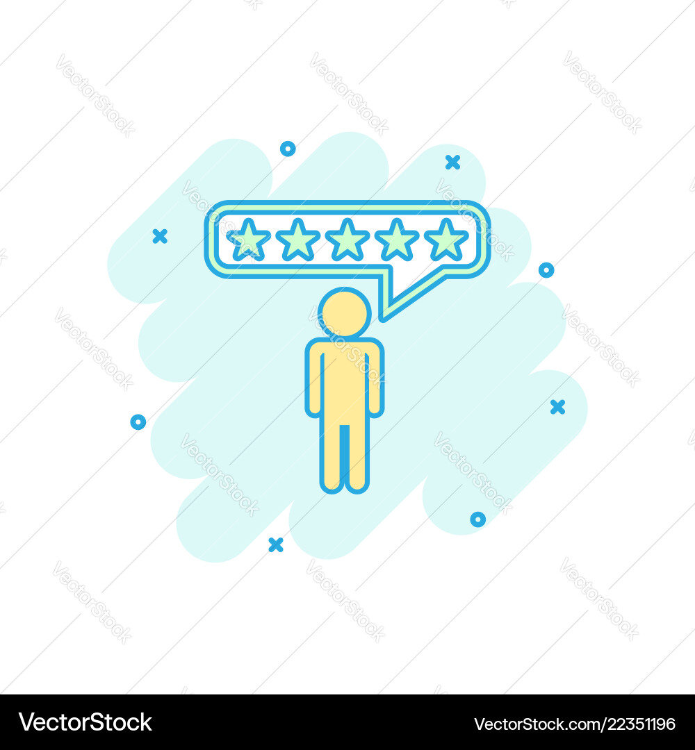 Cartoon colored customer reviews icon in comic Vector Image