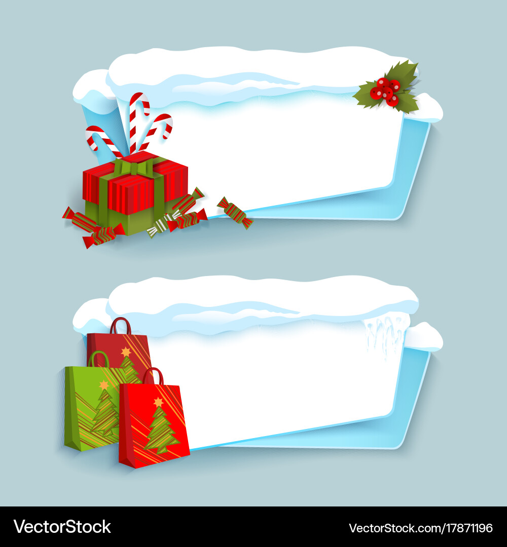 Cartoon realistic winter banner set Royalty Free Vector