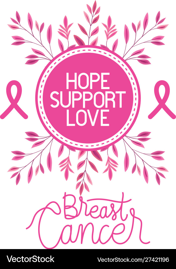 Circular frame with breast cancer ribbon Vector Image