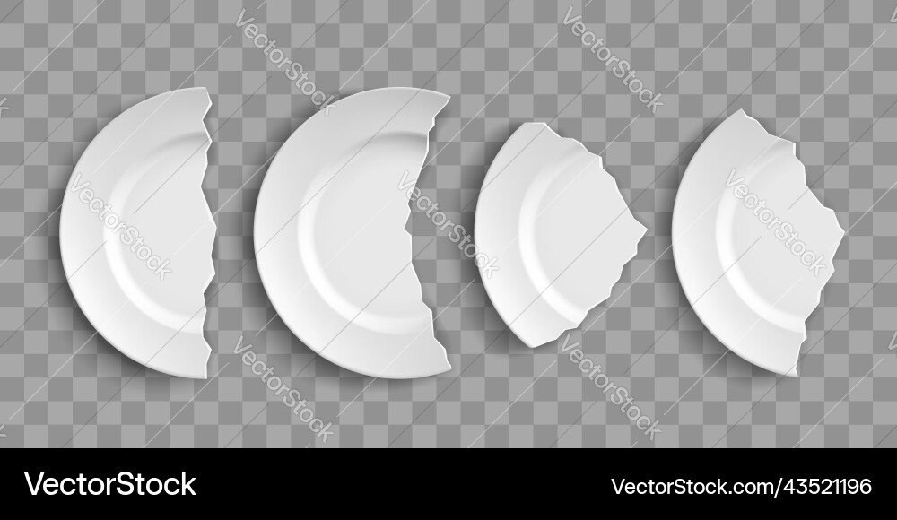 Collection of broken plates shards dishes Vector Image