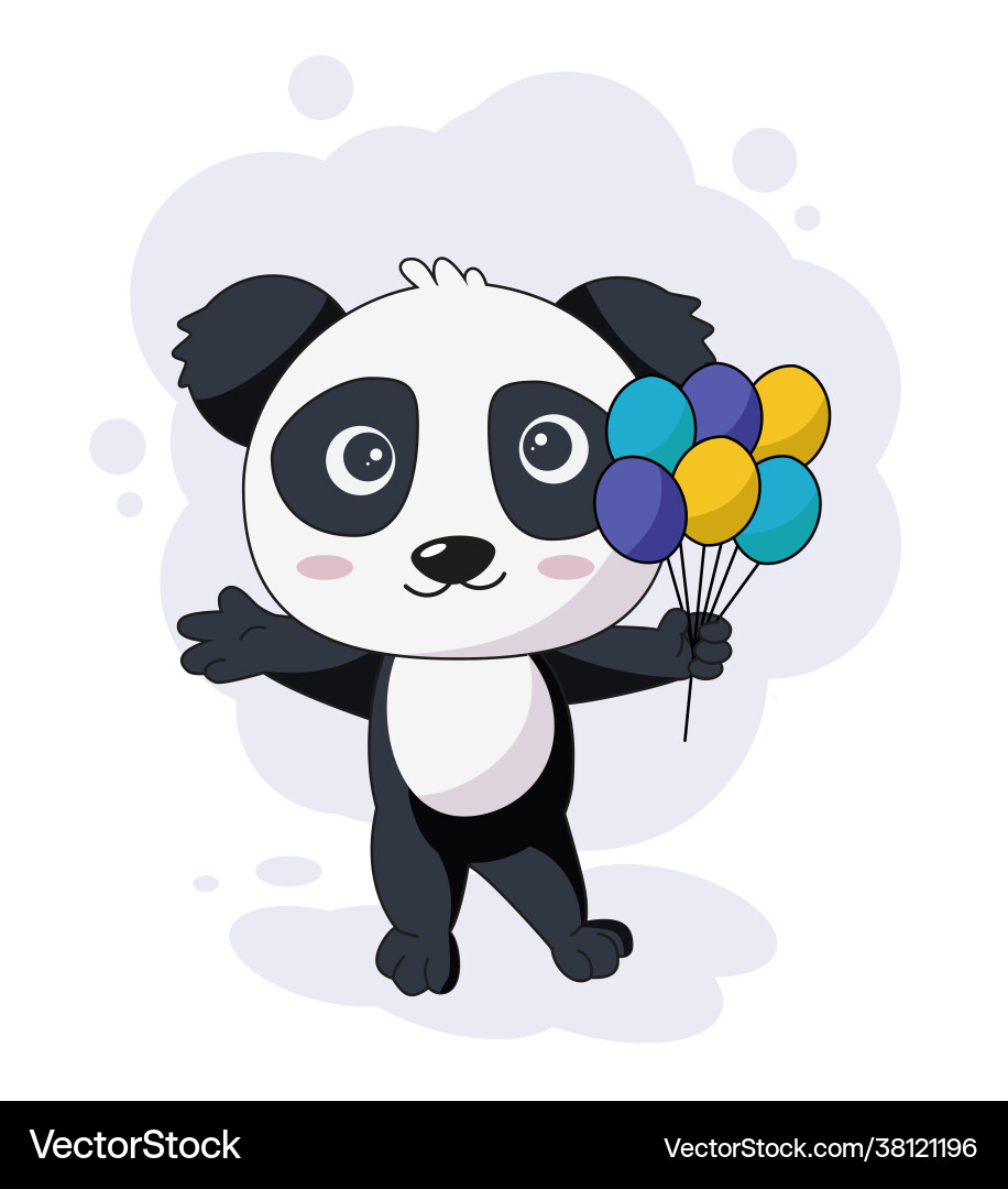Cute panda with balloons Royalty Free Vector Image